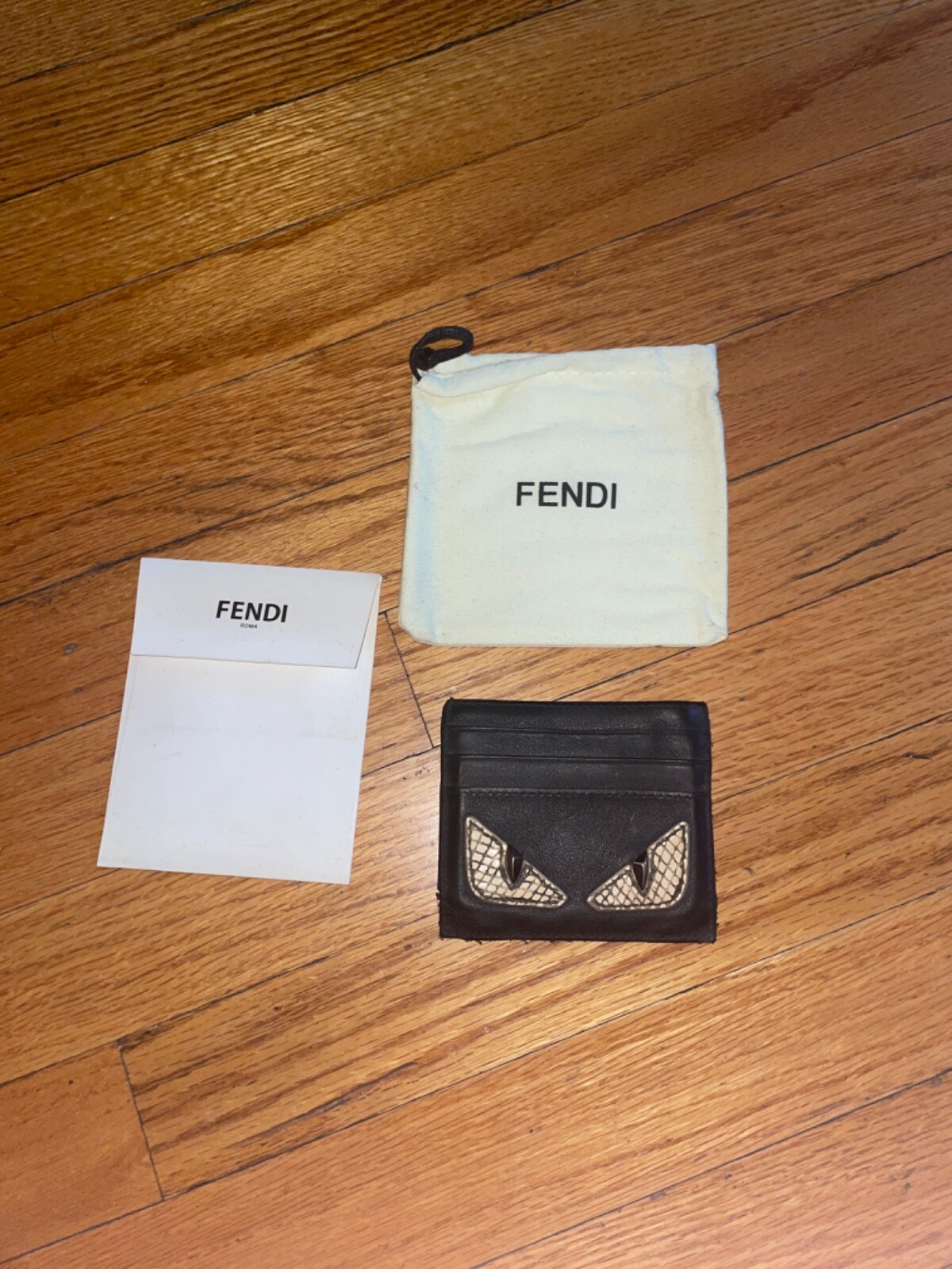 fendi roma italy monster eyes leather snakeskin card … - Gem