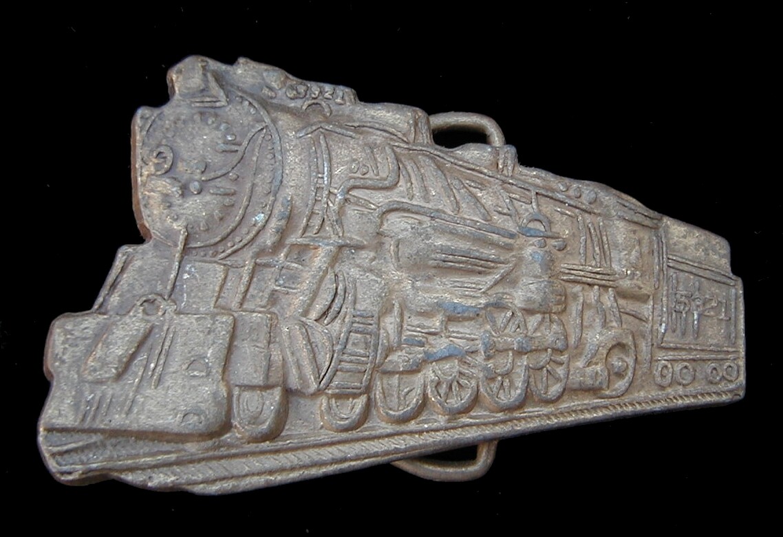 VINTAGE 1970'S DETAILED 3D LOCOMOTIVE TRAIN BELT BUCK… - Gem