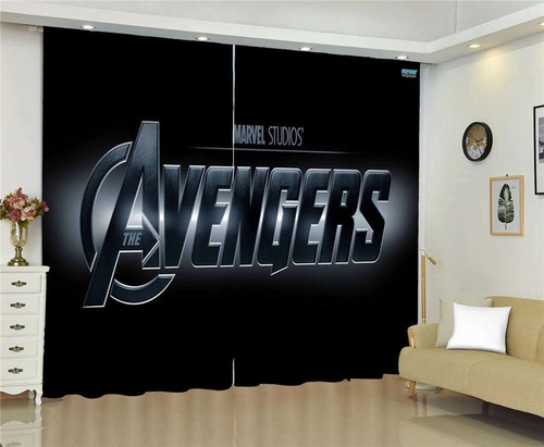Gray Lettered Sign Marvel Comics Printing 3D Blockout Curtains Fabric ...