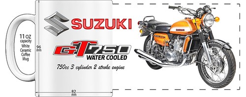 SUZUKI GT750 WATER COOLED MOTORCYCLE "HIGH DETAILED" IMAGE COFFEE MUG ...