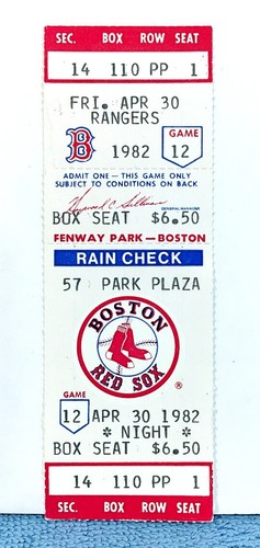 APRIL 30, 1982 WADE BOGGS 6th-GAME-FIRST CAREER 2B & RBI-FULL TICKET ...