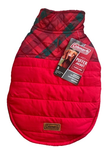 COLEMAN RED & PLAID Puffer Dog Jacket Small | eBay