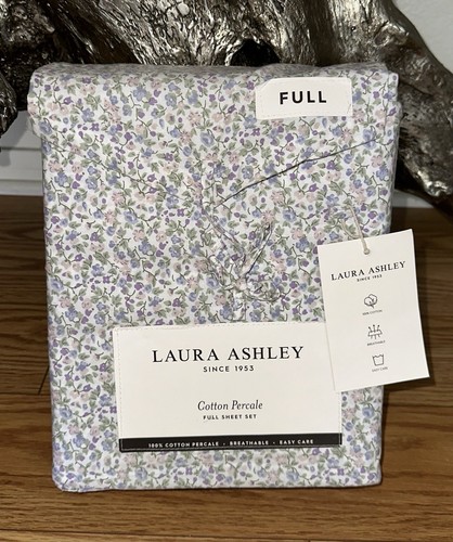Laura Ashley Full Sheet Set Emogene Floral Heather Periwinkle Lilac ...