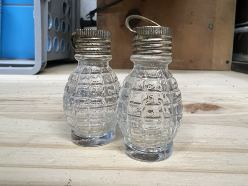 Vintage Clear Glass Hand Grenade/Lantern Hanging Salt & Pepper Shakers ...