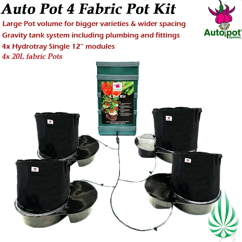 Auto Pot 4 Fabric Pots Kit Plant Driven Watering System Hydroponics ...
