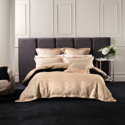 Grace by Linen House Winston Gold Duvet Doona Quilt Cover Set Queen Bed ...