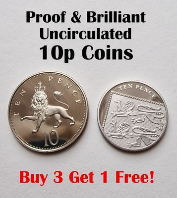 1971-2023 UK 10p Ten Pence Coins PROOF & BU BRILLIANT UNCIRCULATED ...