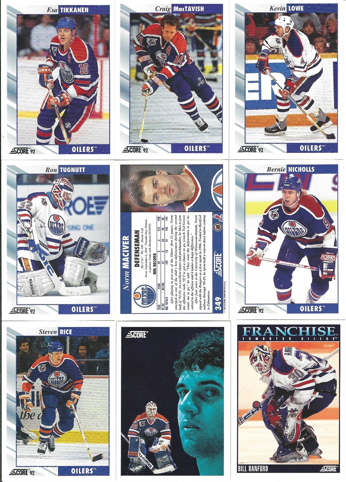 1992-93 Score ENGLISH Edmonton Oilers Complete Team Set w/ Inserts (29 ...