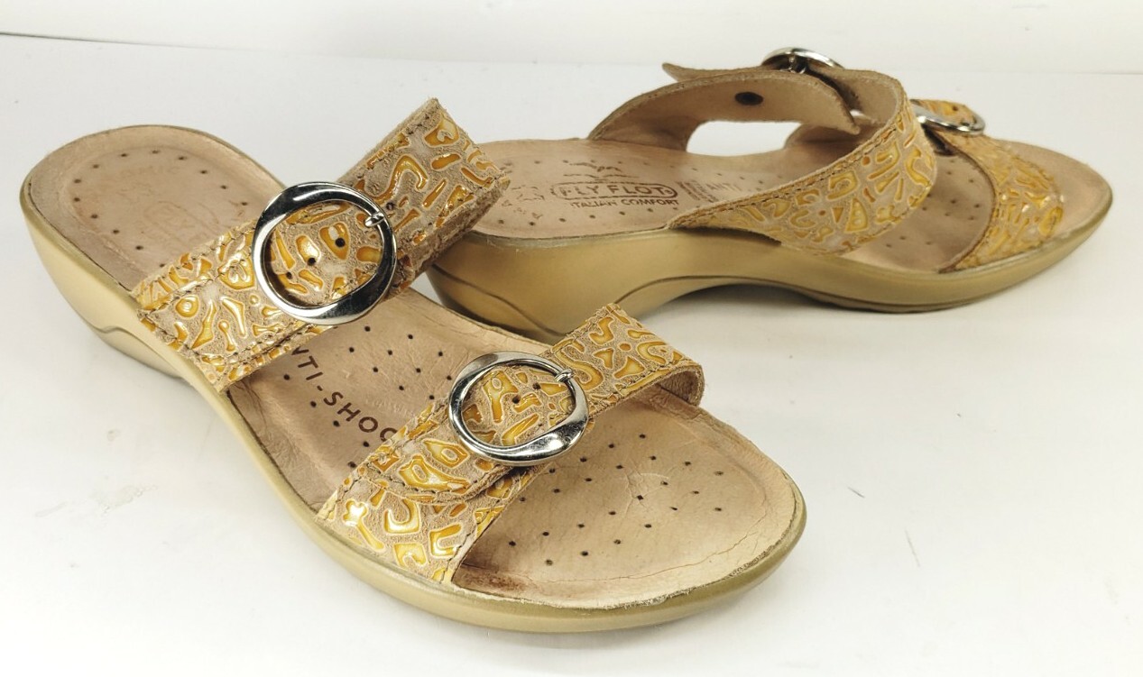 Fly Flot Slide Sandals Double Buckle Giraffe Print Le… - Gem