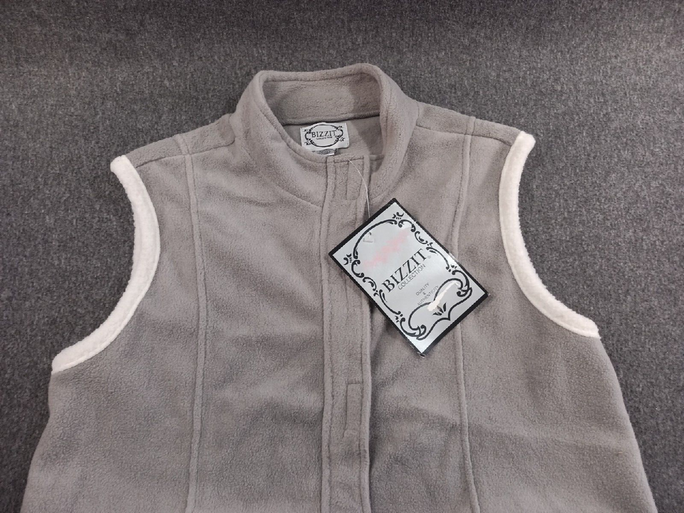 Bizzit Collection Gray Fleece Vest White Trim Women's Size XL New With ...