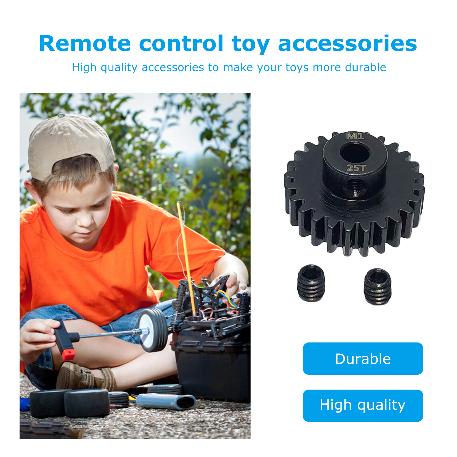 5mm Metal Carbon Steel RC Car Motor Pinion Gears for 1/8 RC Buggy Truck ...