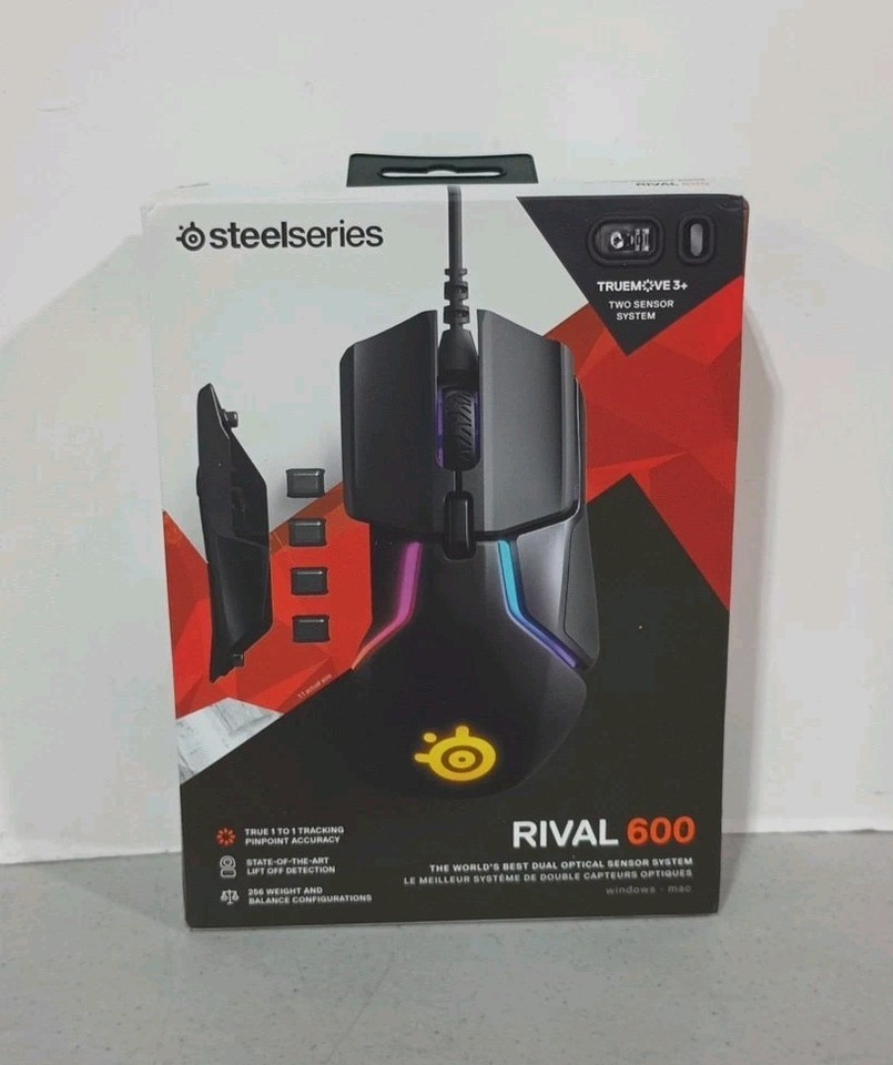 SteelSeries Rival 600 Wired Gaming Mouse Black Dual Optical Sensor ...