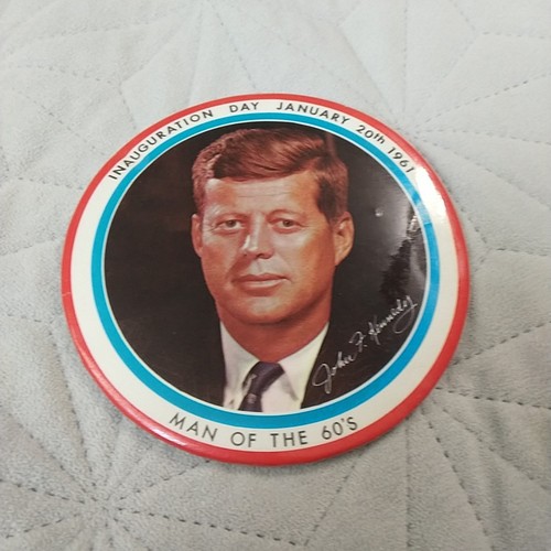 Vintage John F Kennedy 6" Pin Inauguration Button Political Pinback JFK ...