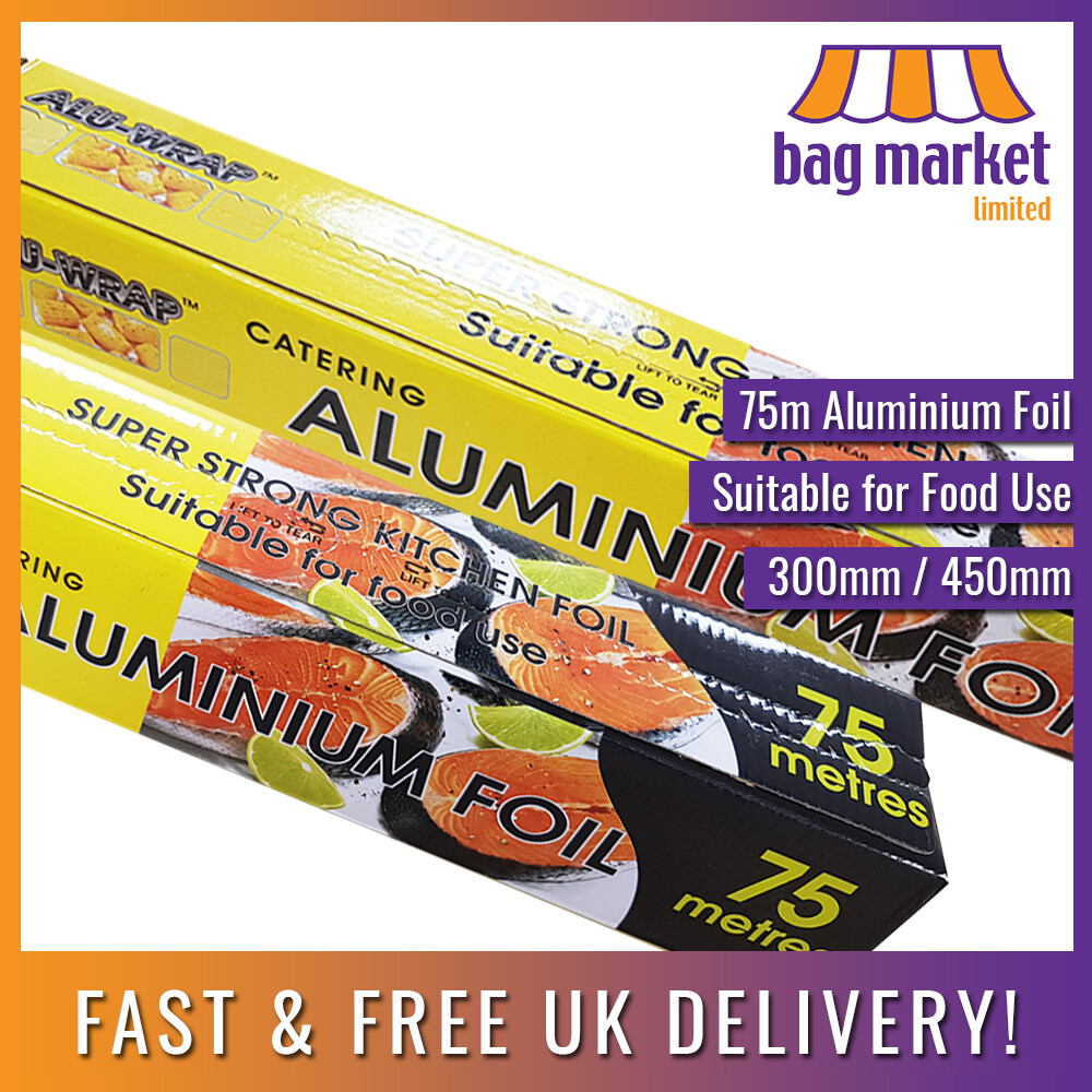 Professional 'Alu-Wrap' 75m Food Use Aluminium Foil | 300mm/450mm ...