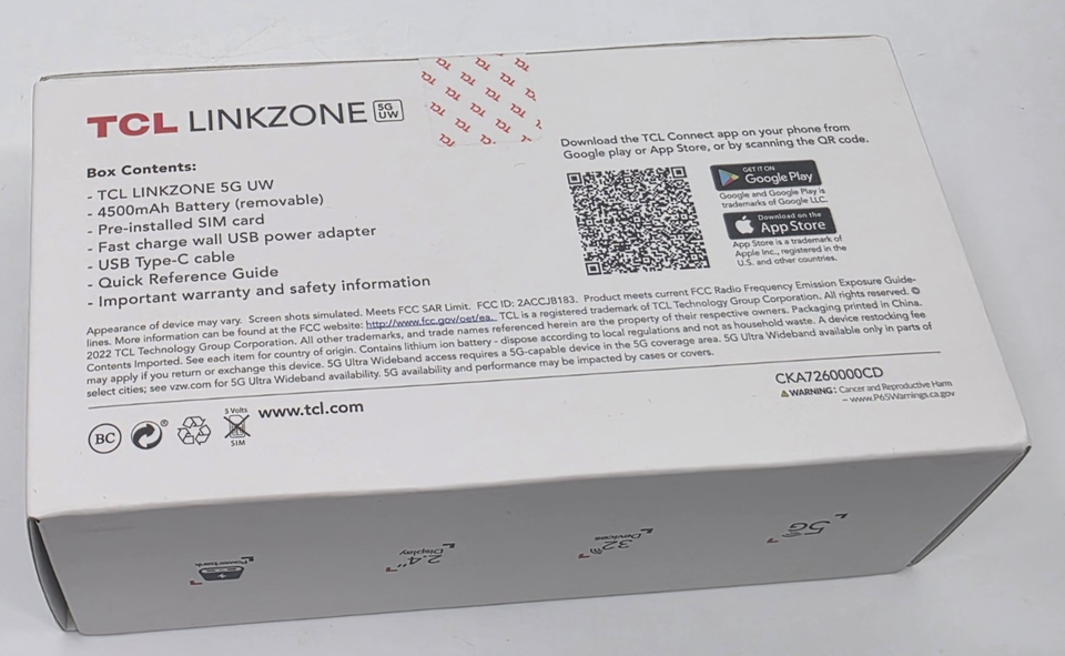 New in Box TCL Linkzone 5G UW Mobile Hotspot Router MW513U Verizon ...