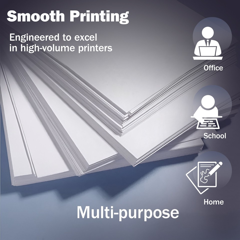 A4 Paper 80gsm Quality Printer Paper White Plain Copier box 5 reams ...