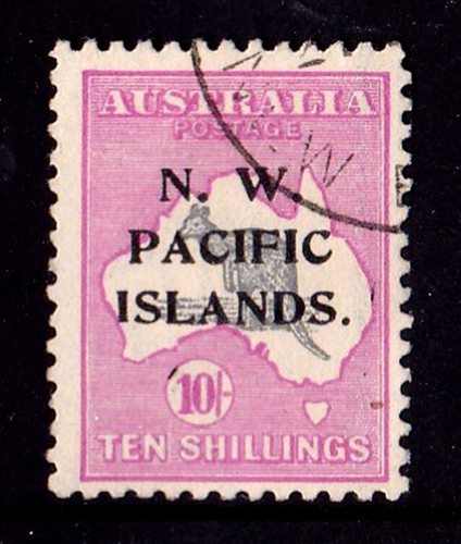 N. W. Pacific Islands 1919 Kangaroo 10/- 3rd Watermark Used - Listed ...