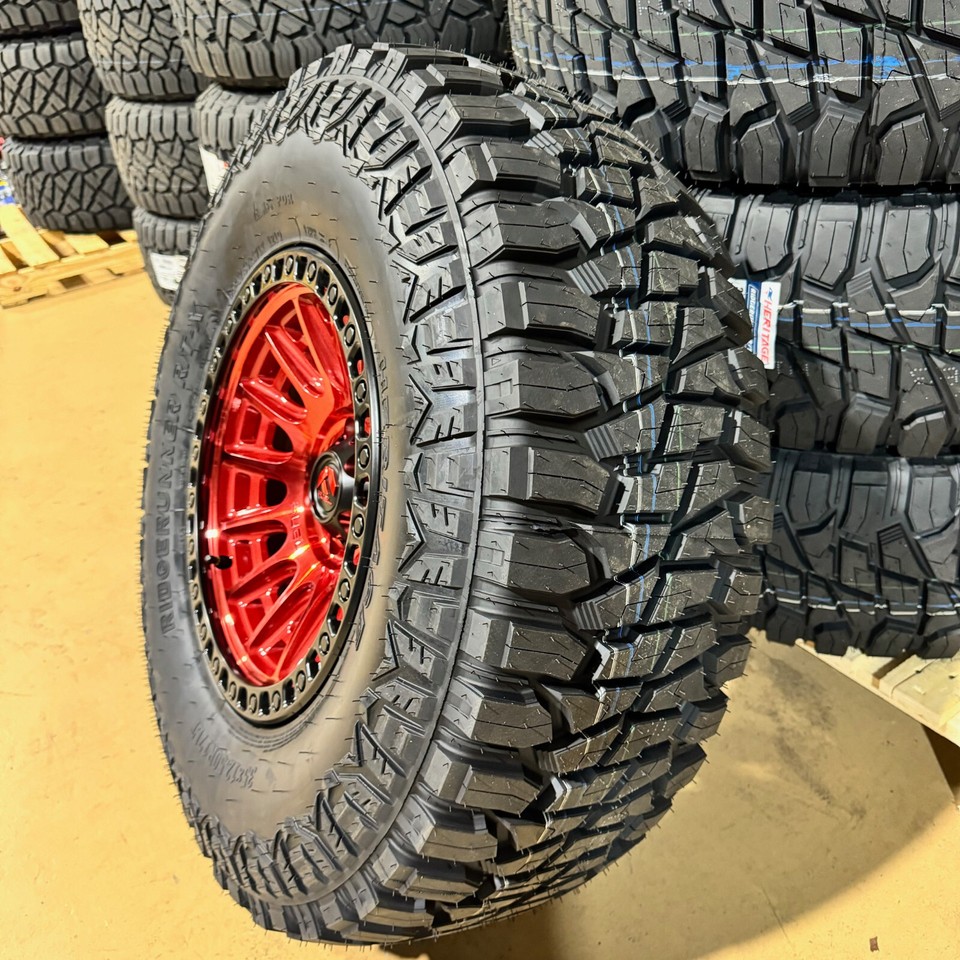 4 17x9 Fuel D834 Cycle Red Wheels 35" AT RT Tires 5x5 Jeep Wrangler JK ...