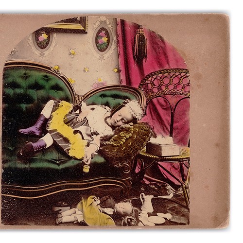 Hand Colored Stereoview of Tired Victorian Girl and Doll - 1860s ...
