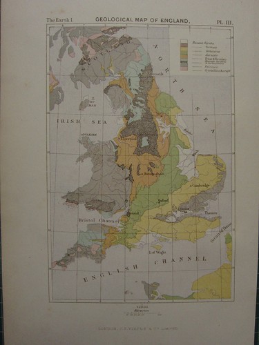 1886 ANTIQUE MAP ~ GEOLOGICAL ENGLAND JURASSIC MOUNTAIN LIMESTONE ...