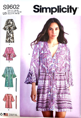 Simplicity 9602 Misses' Caftans and Wraps Misses 16-24 Sewing Pattern ...