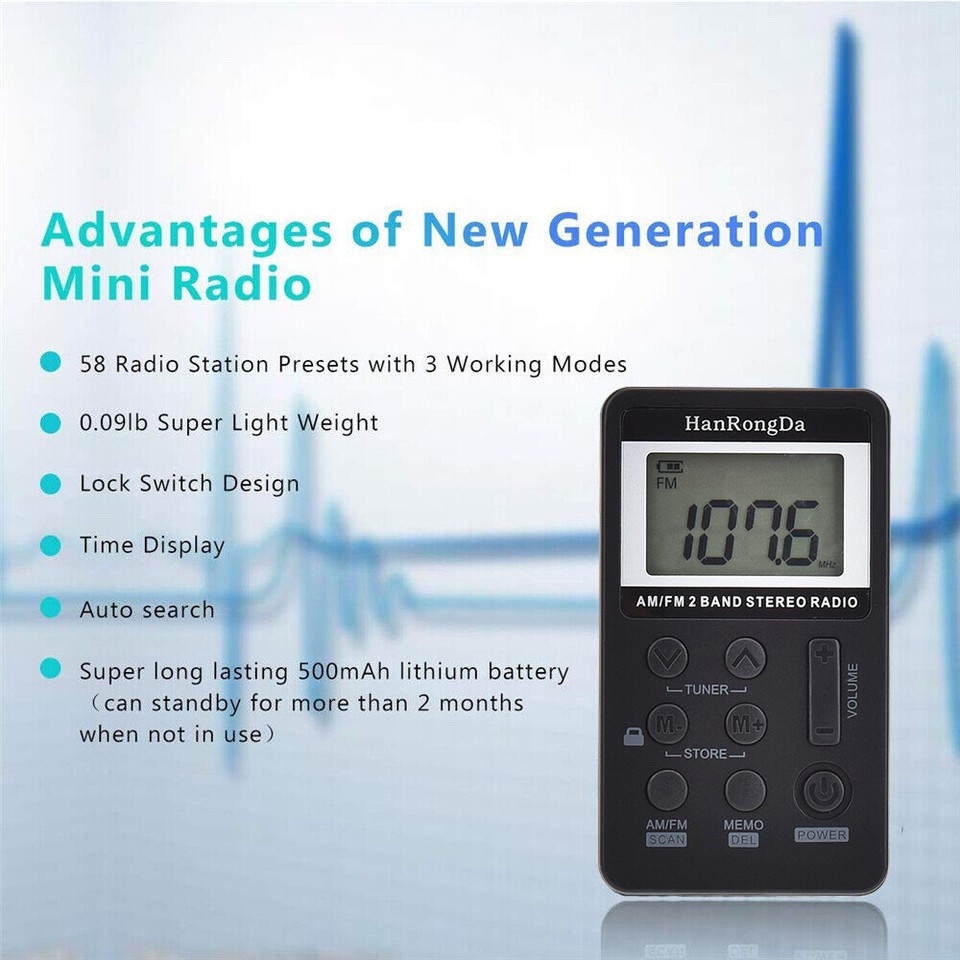 Pocket Mini Digital AM FM Radio LCD Screen Walking Receiver w/3.5mm ...