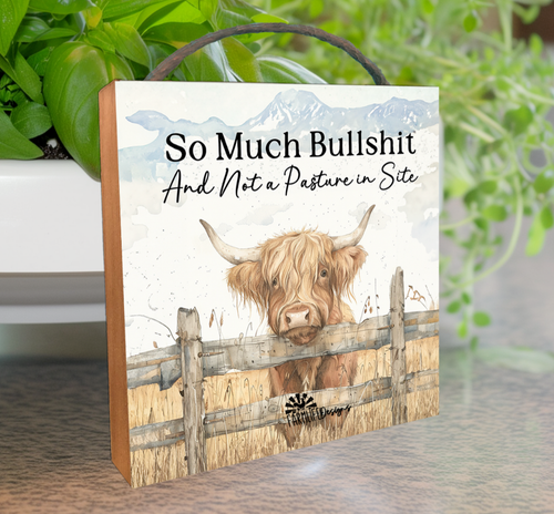 Highland Cow Farmhouse Sign So Much Bullshit fluffy shelf sitter ...