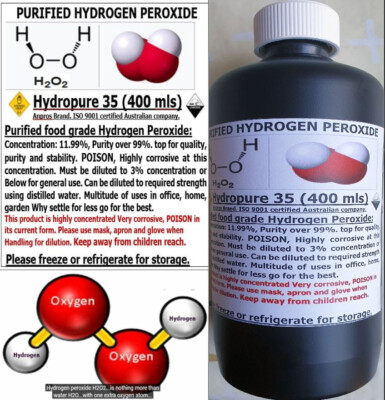 hydrogen peroxide food grade Purified stabilizer free, Australian, Free ...