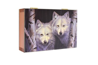 Leanin Tree Keepsake Cedar Box Rusty Frentner Wolves 5.75" x 4 Original ...