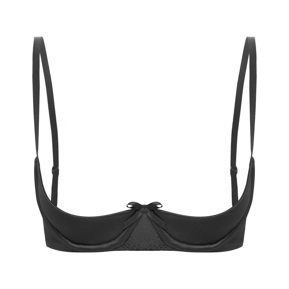 US Women's Satin Balconette Shelf Bra Half Cup Push Up Underwire Bra ...