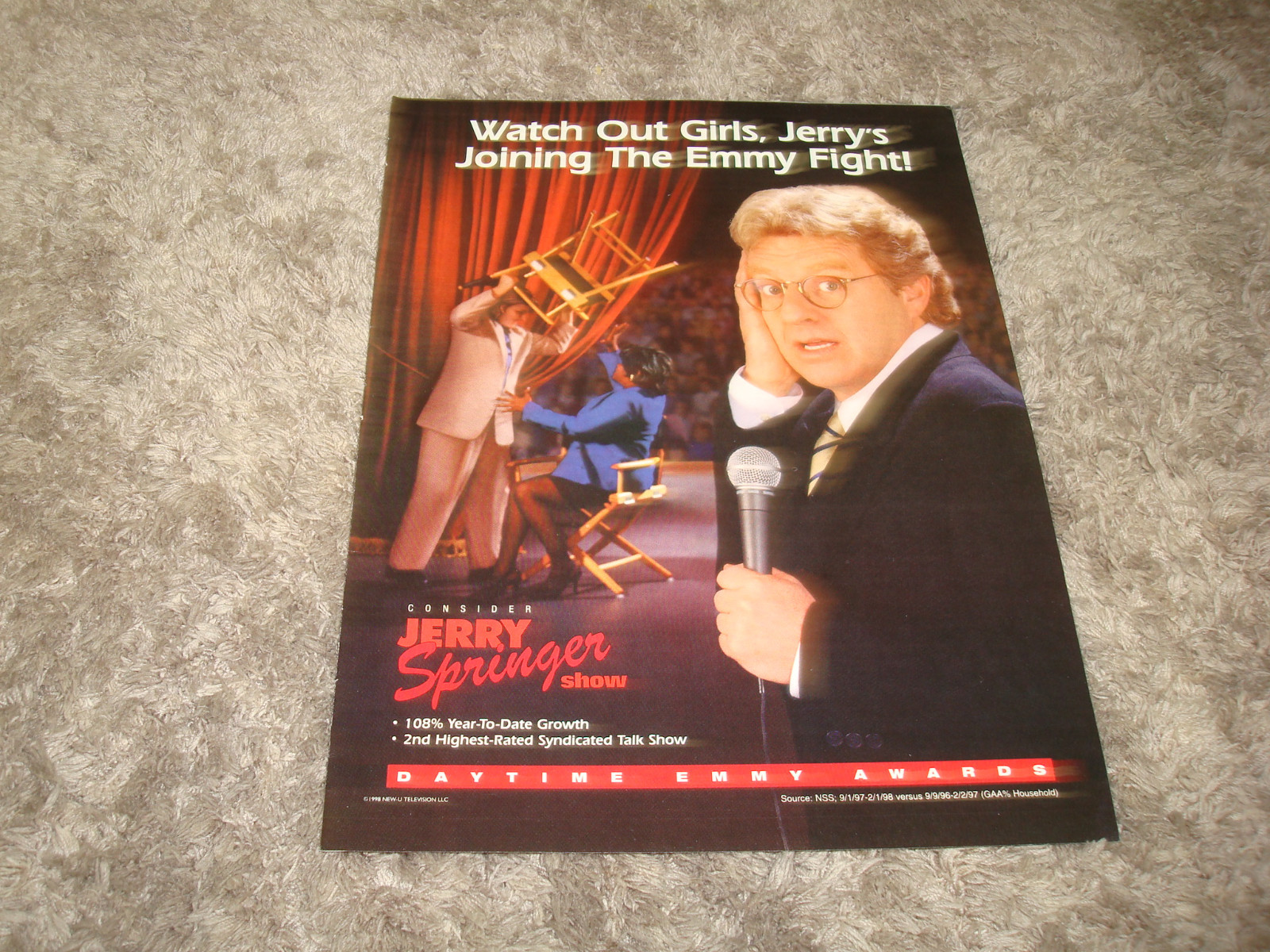 JERRY SPRINGER SHOW 1998 Emmy ad "Watch Out Girls, Jerry's Joining The ...