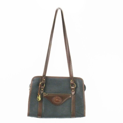 Dooney Bourke Shoulder Bag Handbag Leather Logo Charm Bicolor Navy /Ao3 ...