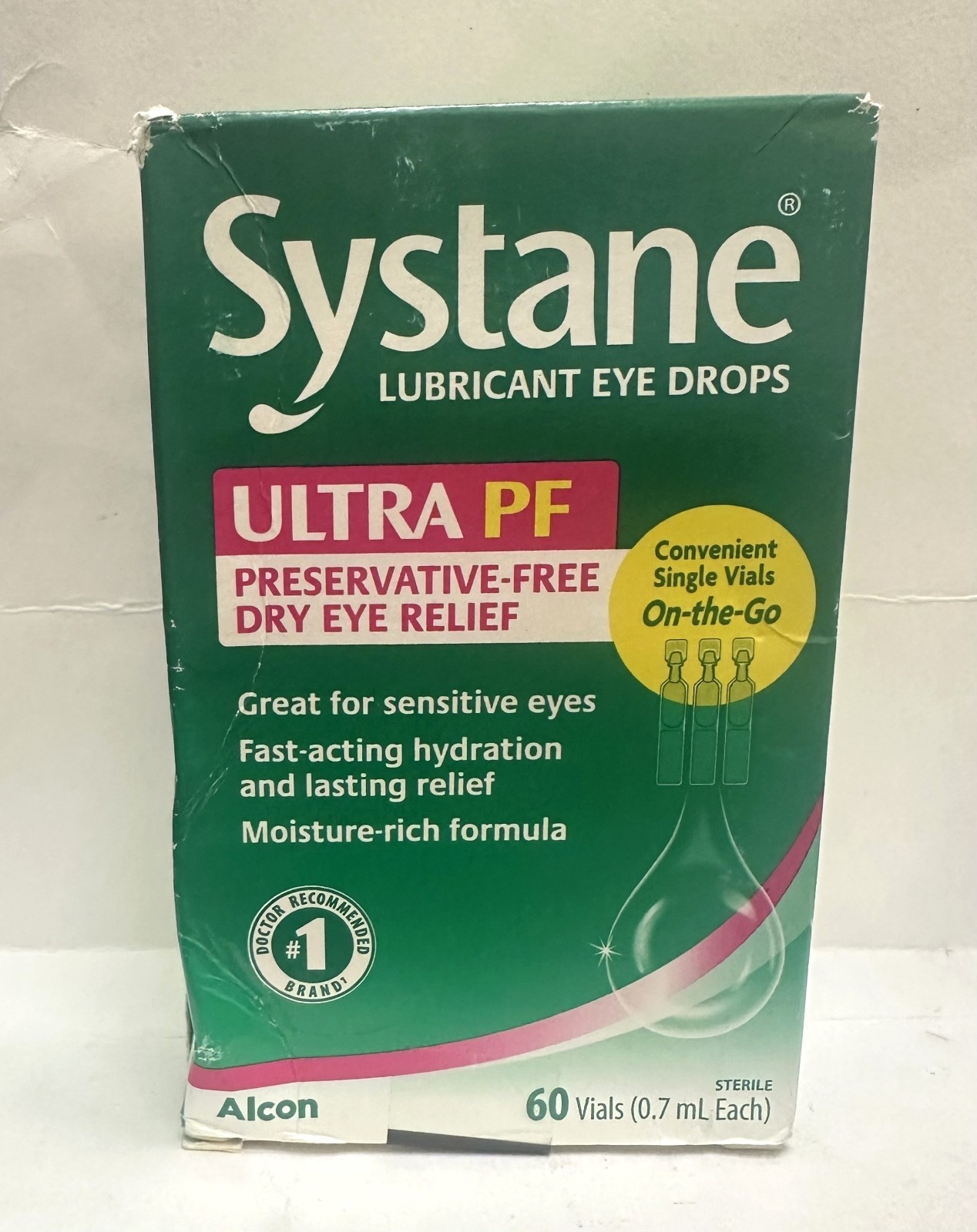 Systane Ultra PF Dry Eye Relief 60 Vails(0.7ml each), Damage Box, Exp ...