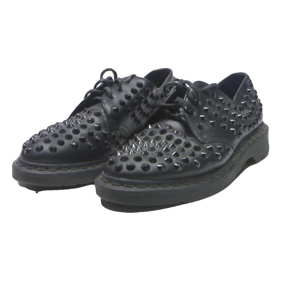 DR MARTENS 1461 Mens Lace-Up Shoes Black Leather UK 9 Studded Punk Rock ...