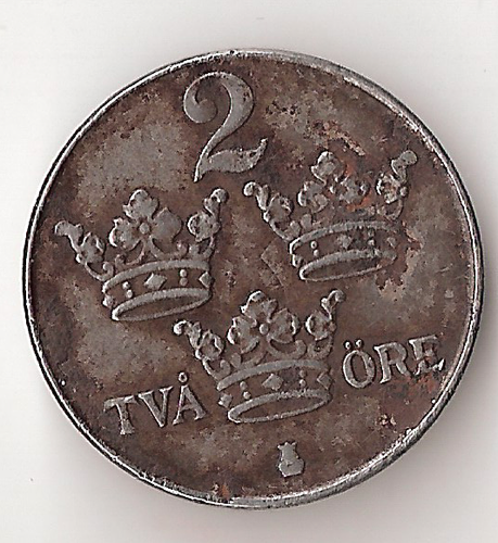 1946 Sweden 2 Ore Coin TVA Three Crowns | eBay