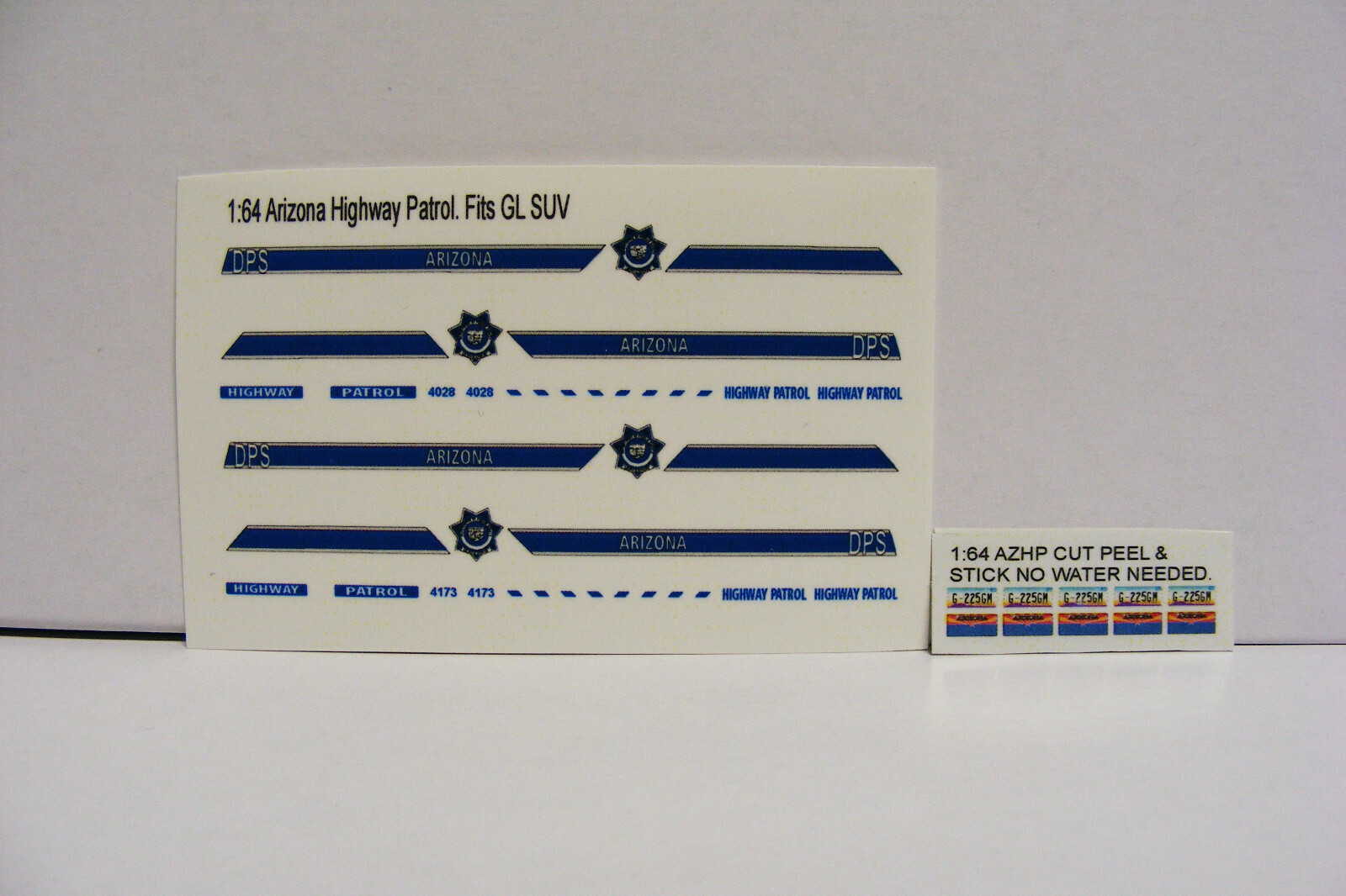 Arizona State Patrol Blue Stripe 1:64 Water Slide Decals Fits GL Police ...