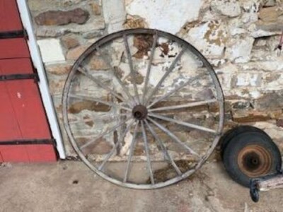 Antique Primitive Wooden Buggy Wagon Wheel 16 Spokes 44" tall | eBay