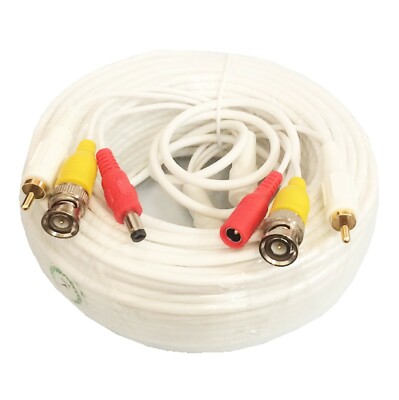 100 Feet Audio Video Power Security Camera Cable with BNC RCA Adaptor ...