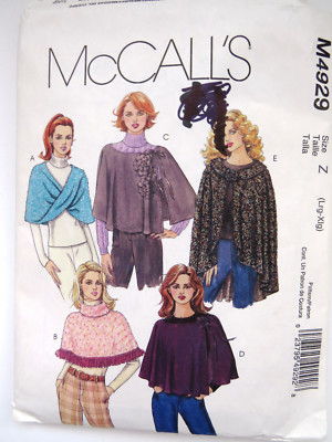 UNCUT McCalls Pattern M4929 Short Capes Mid Length Capes Large XLarge ...