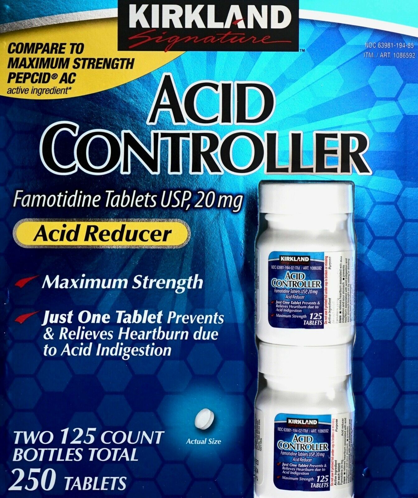 Kirkland Signature Acid Controller Famotidine 20mg Tablets Lot of 125 ...