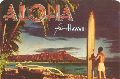 Aloha from Hawaii Outrigger & Diamondhead Retro Kodachrome Postcard ...