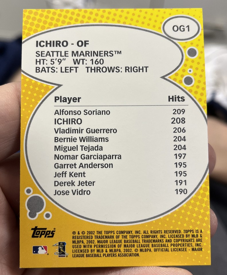 2003 Topps Own the Game Silver Ichiro Suzuki #OG1 Mariners 3rd Year ...