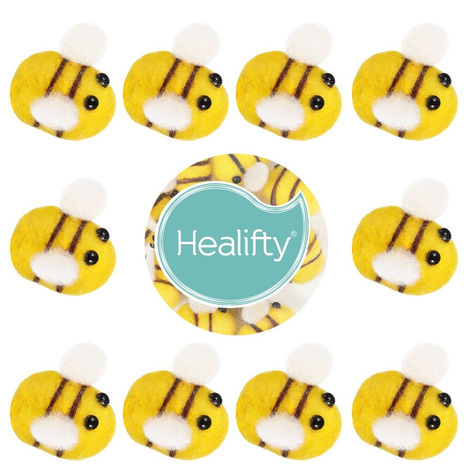 12pcs Bees Decorations Wool Felt Bee Crafts DIY Small Bees Ornaments ...