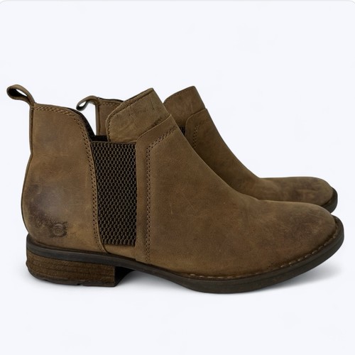 Born Chelsea Boots Womens Sz 7.5 Brown Leather Ankle Booties Pull On | eBay