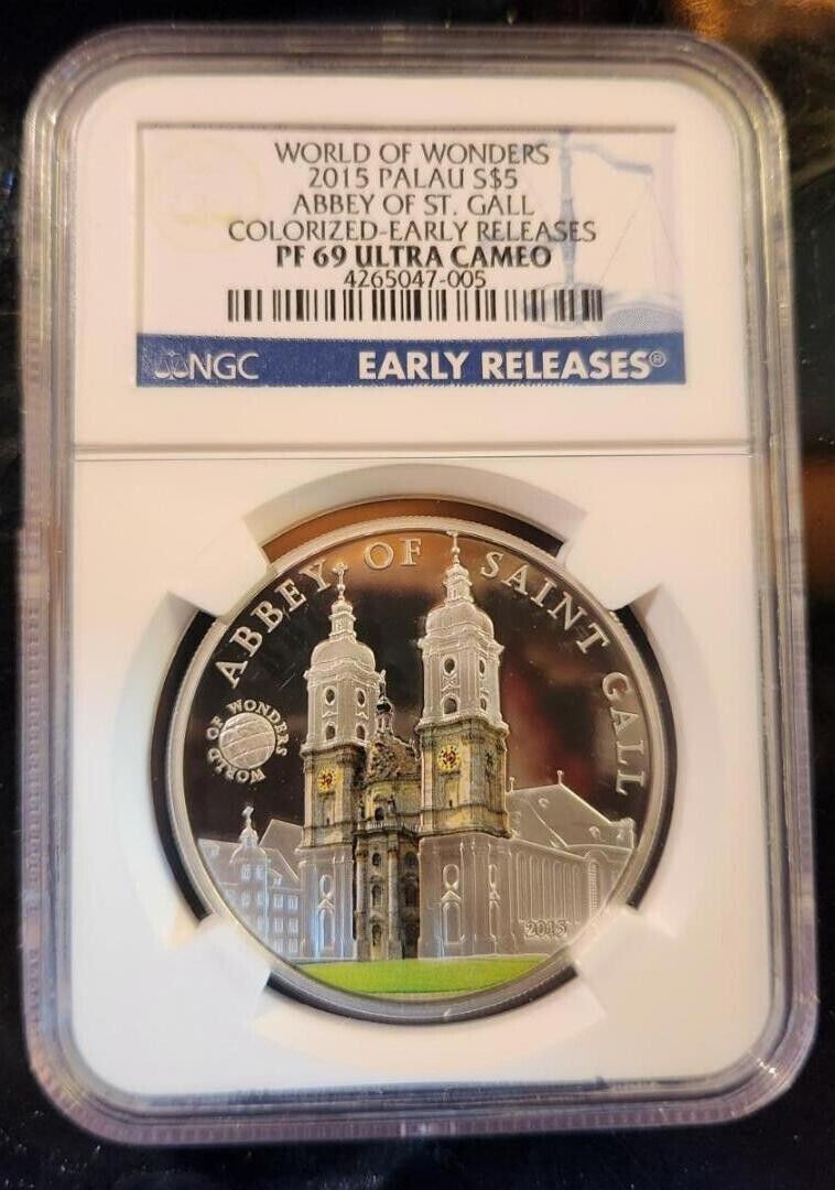 2015 Abbey of Saint Gall $5 Silver Coin NGC Graded Proof 69 Ultra Cameo ...