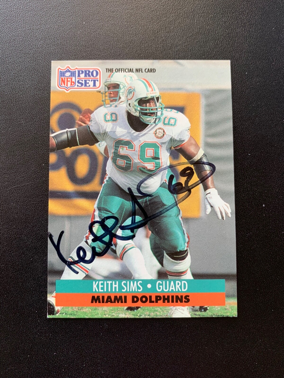 Keith Sims Signed 1991 Pro Set #567 Card Miami Dolphins Autograph COA ...