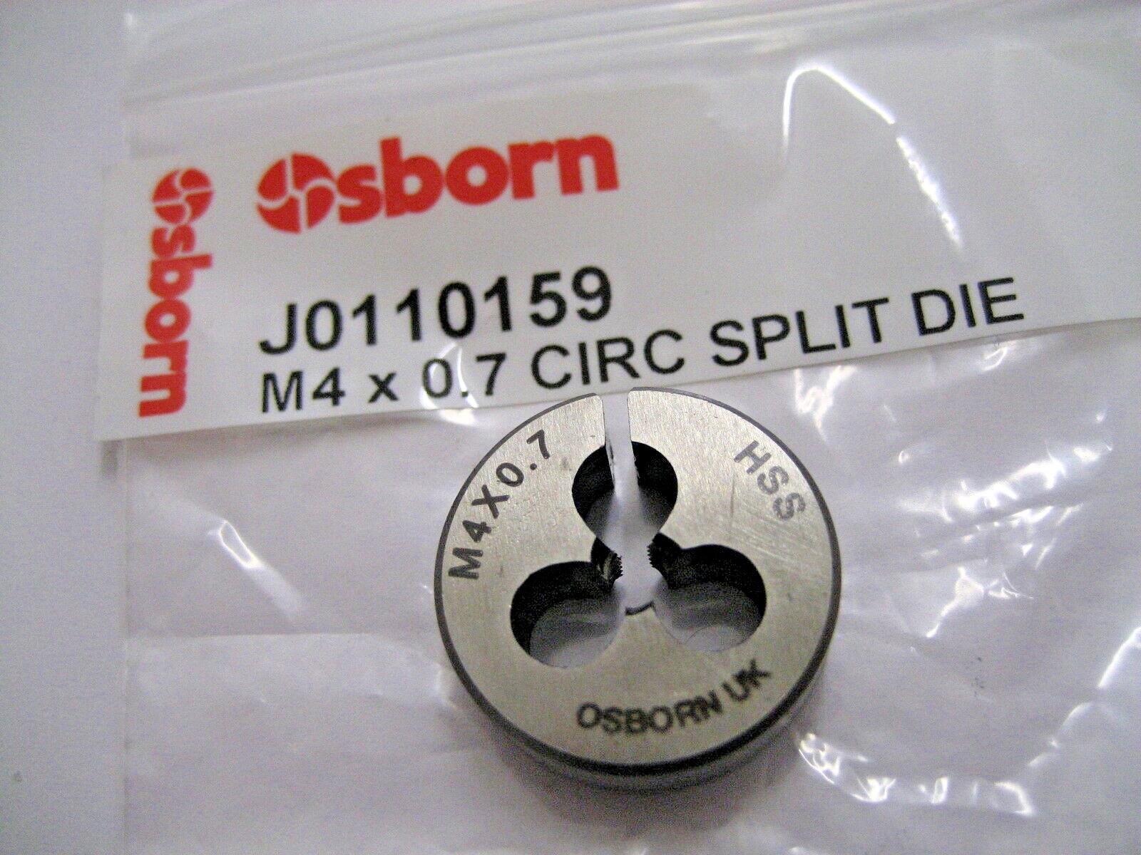 SPLIT DIE M4 x 0.7 CIRCULAR HSS 13/16" Dia EUROPA TOOL OSBORN J0110159 ...