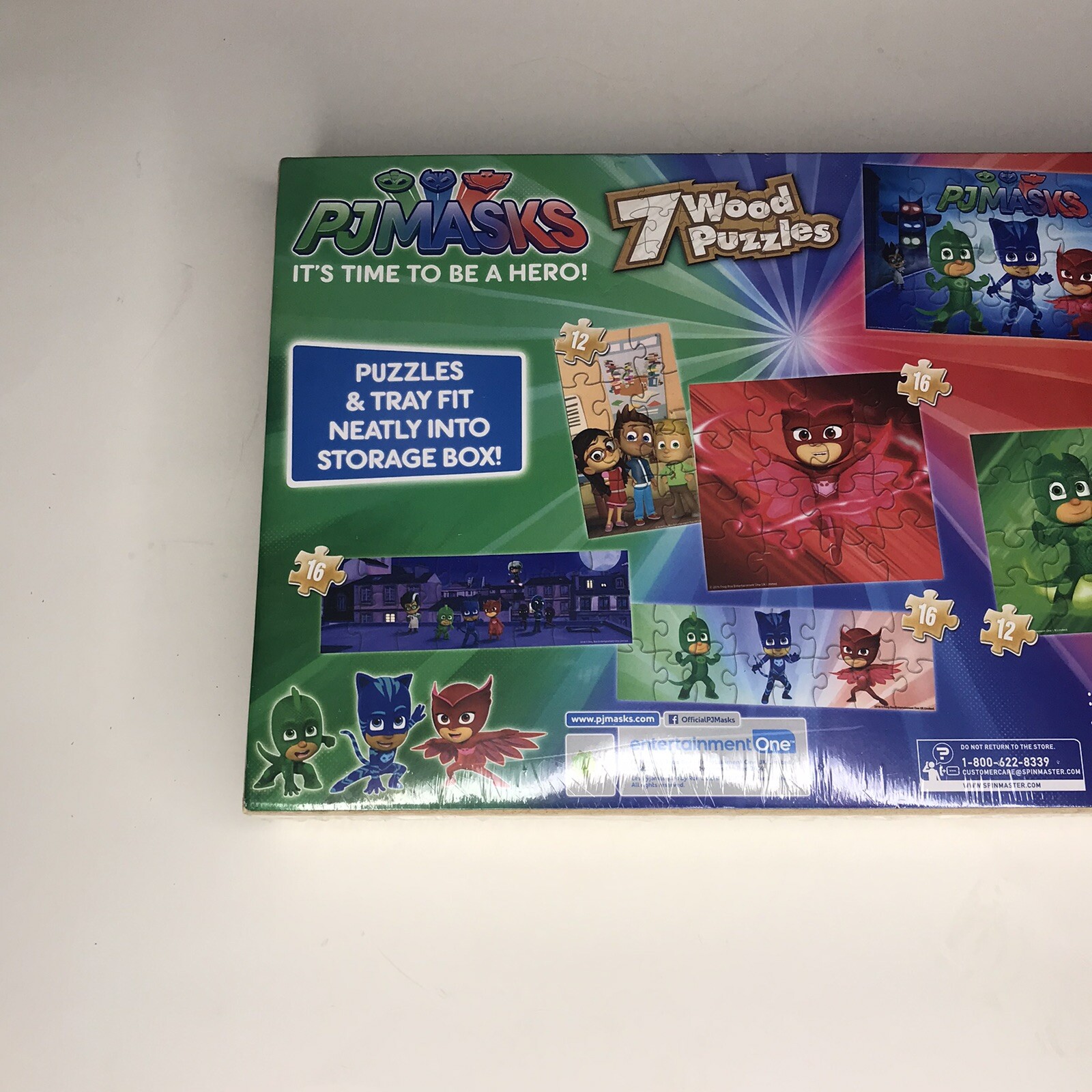 PJ Masks 7 Wood Puzzles in Wooden Storage Box Cardinal Industries Brand ...