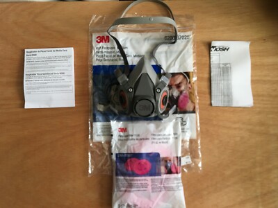 3M 6200/07025 Medium Half Face Respirator with 2091 Filters NEW IN BAG ...