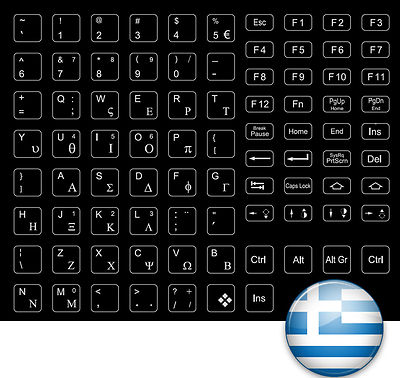 Keyboard Stickers Greece Black Keystick Greek | eBay UK